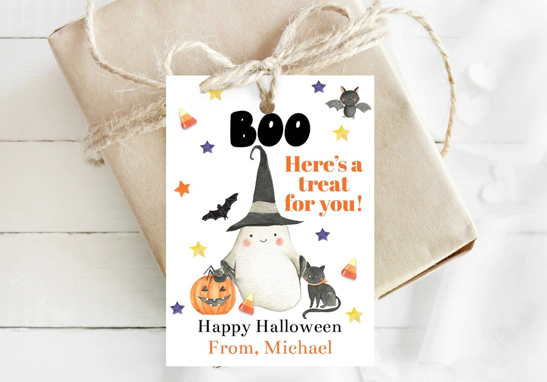 Editable Halloween Favor Tags Ghost Gift Tag BOO Trick or Treat Tag ...