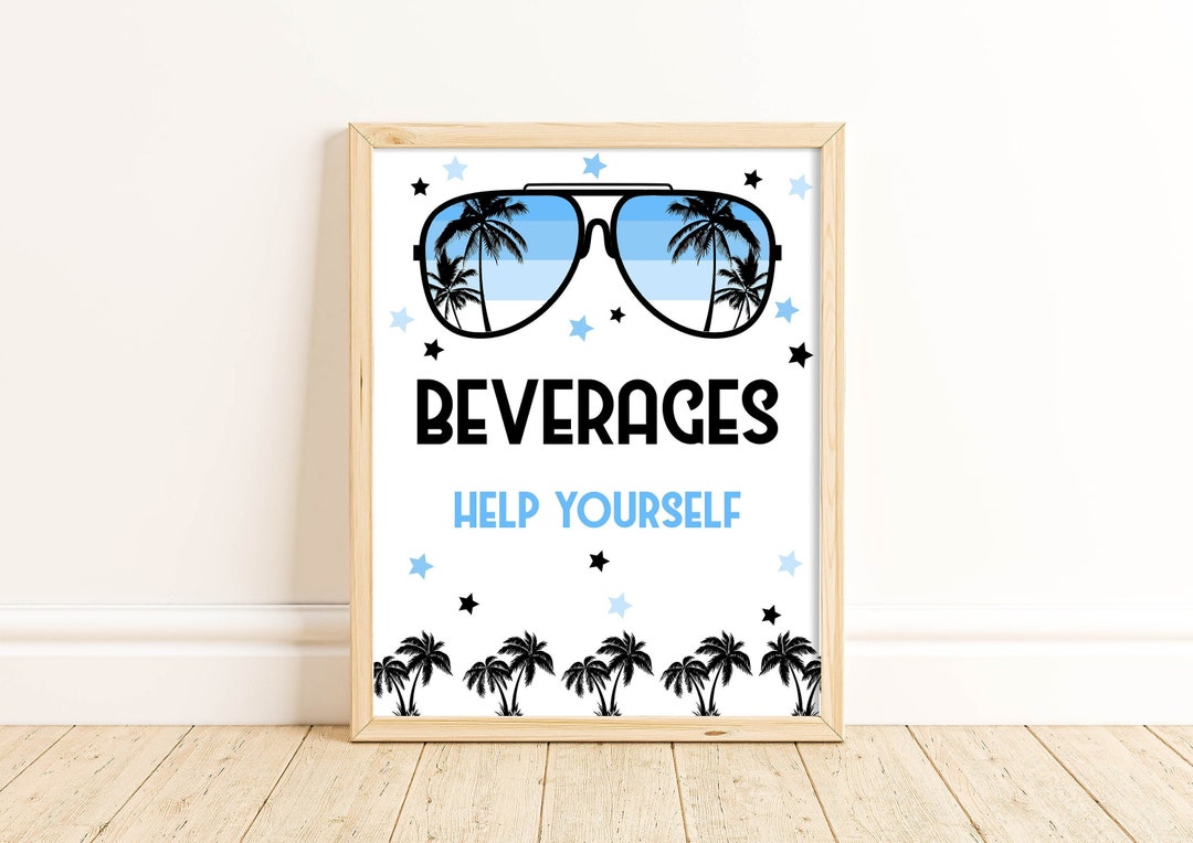 One Cool Dude Beverage Sign Two Cool Birthday Party Sign - Etsy
