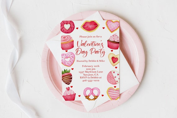 Editable Valentine's Day Party Invitation Template, Valentine's Day ...