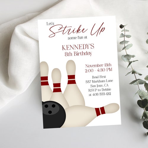 EDITABLE Let's Strike up Some Fun Bowling Party - Etsy