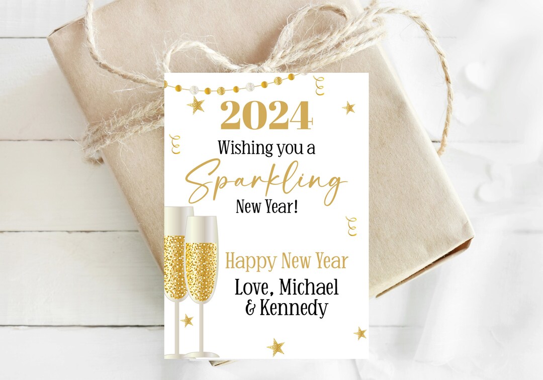 Editable Wishing You A Sparkling New Year's Favor Tag, 2024 New Year's ...