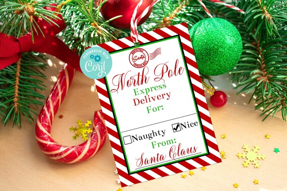 Editable Personalized North Pole Tag, Santa Claus Tag, Special Delivery ...