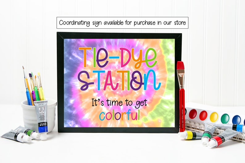 Editable Tie Dye Beverage Station Drinks Sign Beverage Sign | Etsy