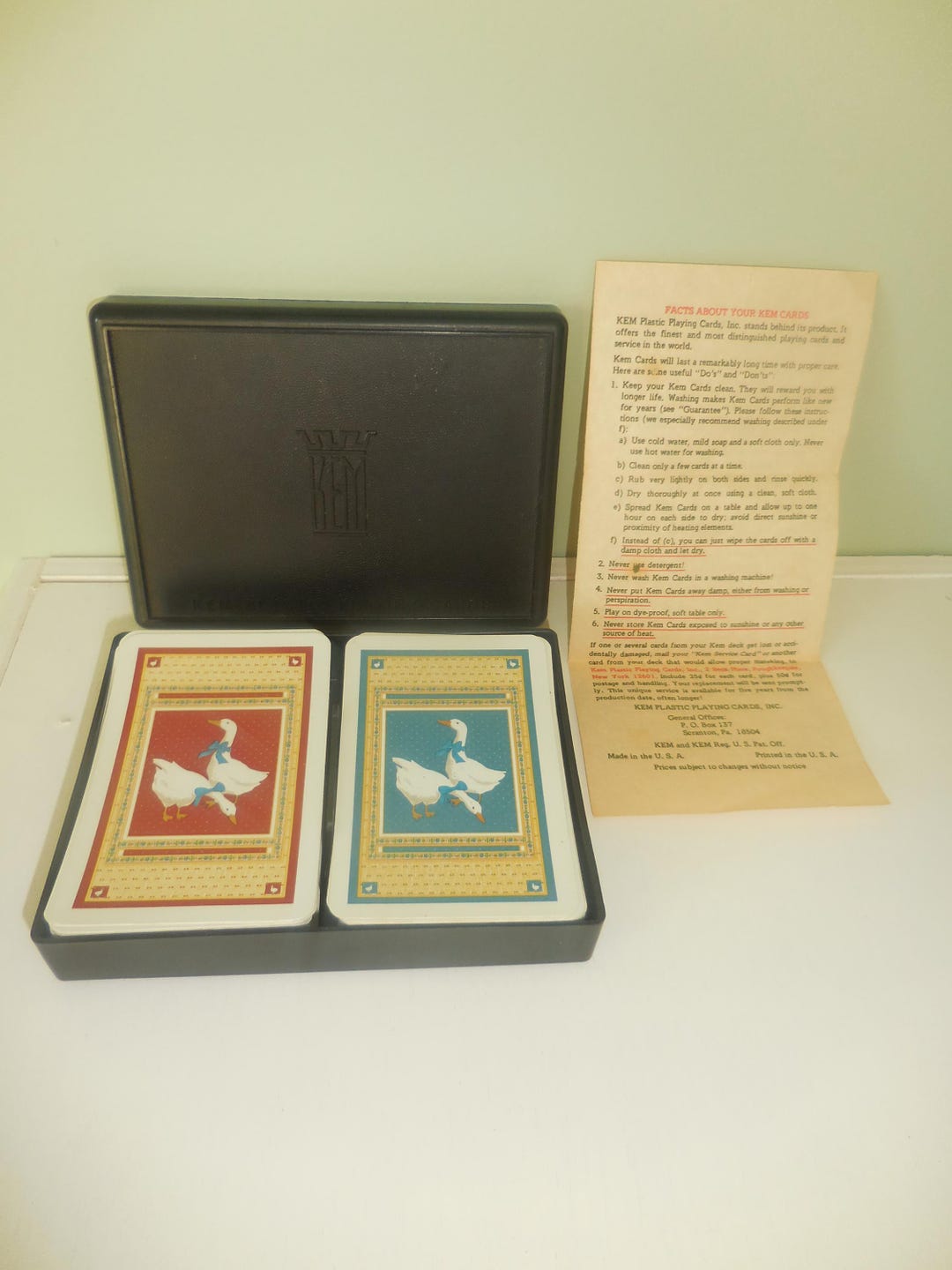 KEM Playing Cards Plastic Coated Two Complete Sets With Jokers and ...