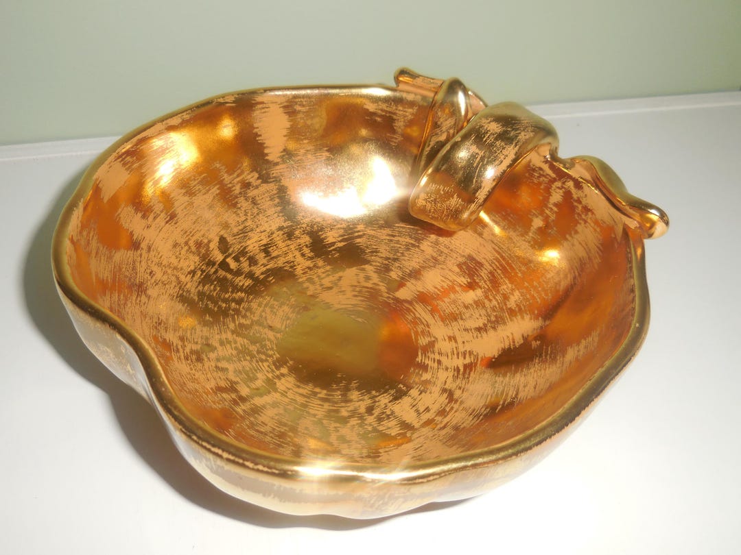 Stangl Pottery #3785 Gold 22K Brush Finish Over a Mustard Yellow Fruit ...