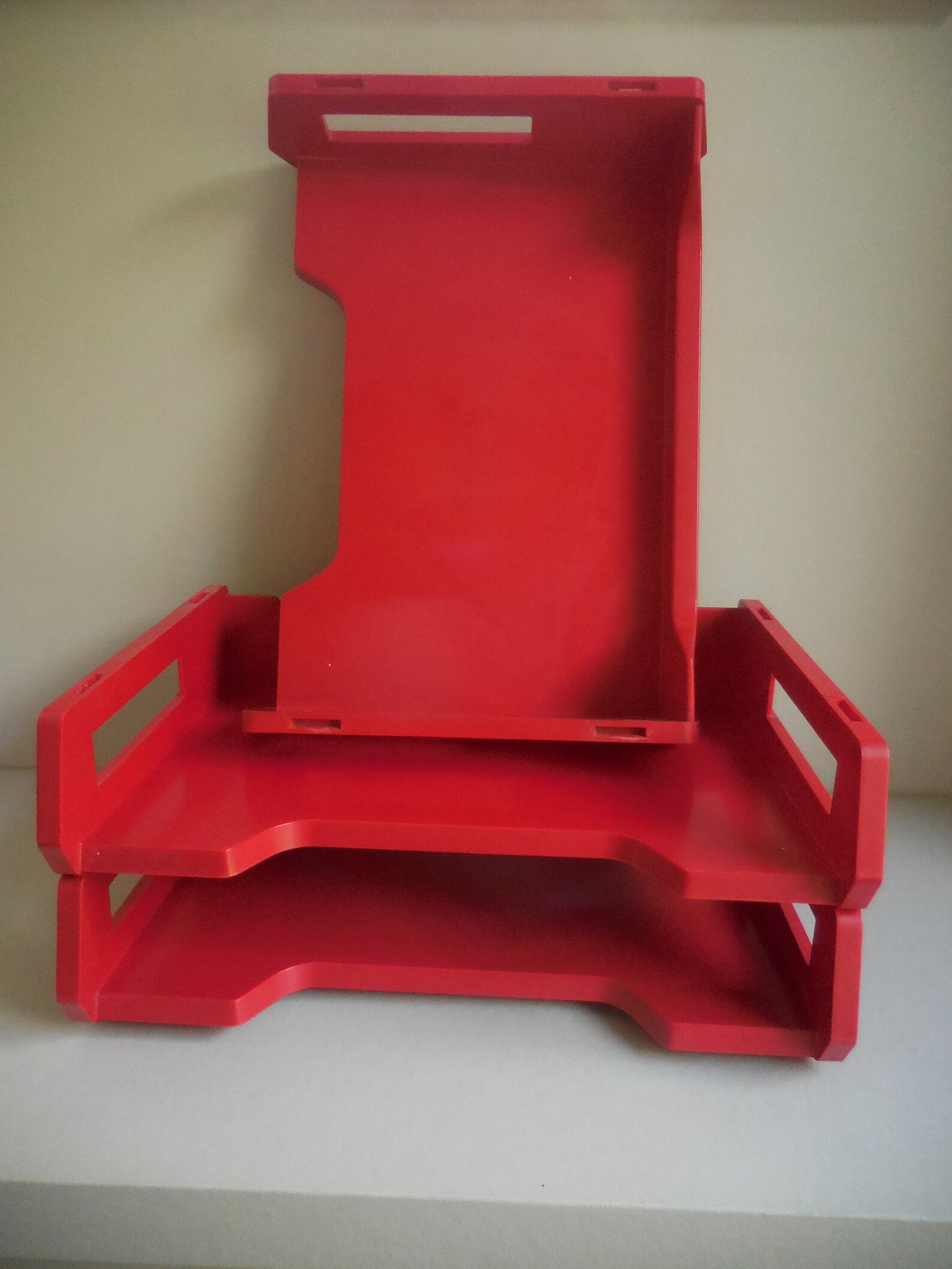 Three Tier Vintage Plastic RED IN BOX or Paper Trays Divider Organizer ...