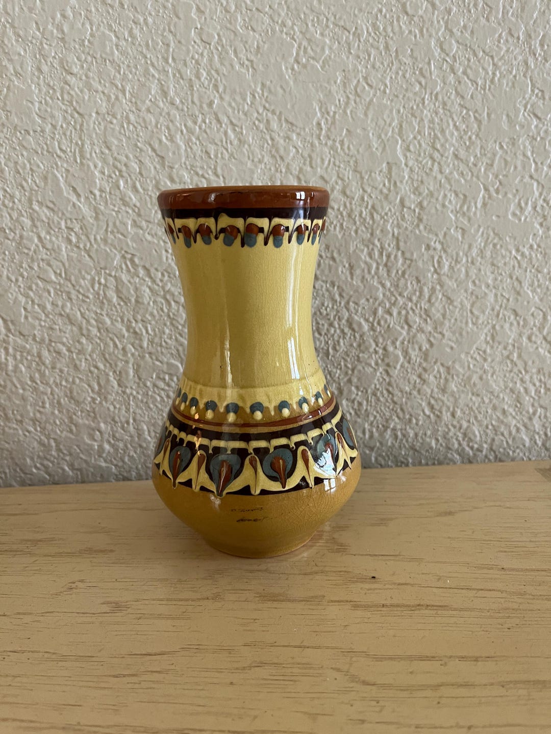 Vintage Bulgarian Redware Pottery Glazed Troyan Vase Buttery Yellow - Etsy