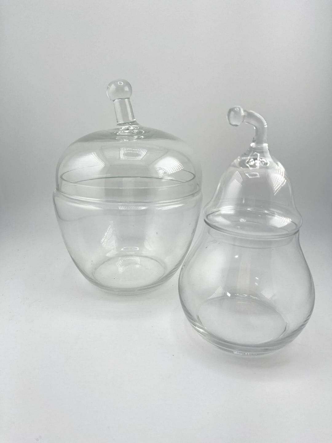 Reijmyre Glass Fruit Containers Lidden Pear and Apple Clear Glass Home ...