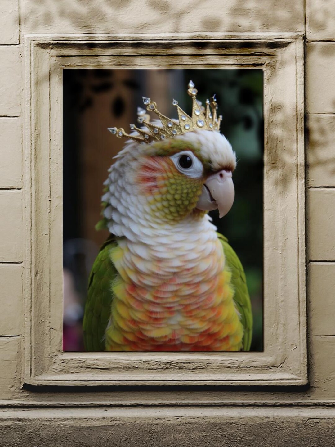 Green Cheek Conure With Tiara Crown Canvas Print, Wall Art Decor, Bird ...