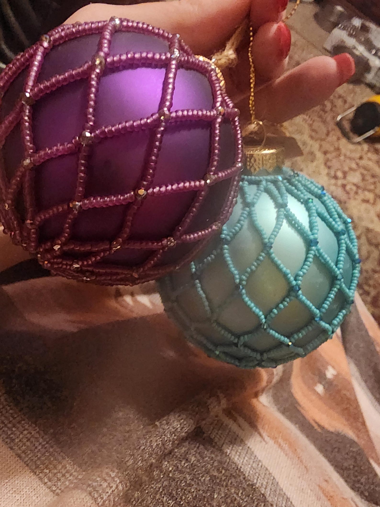 Hand Beaded Netted Ornament - Etsy
