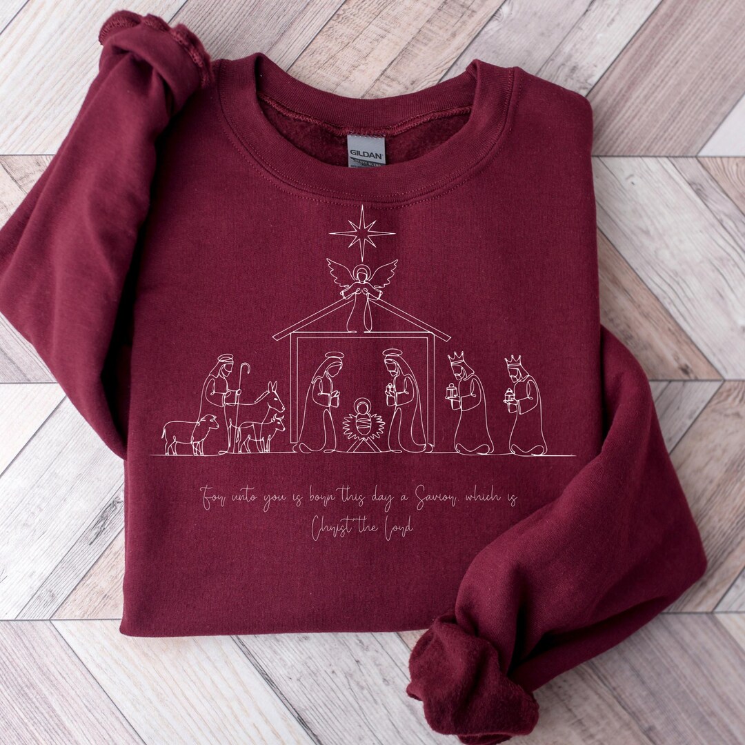 Nativity Scene Sweater, Christmas Nativity Shirt, Faith Shirt, Bible ...