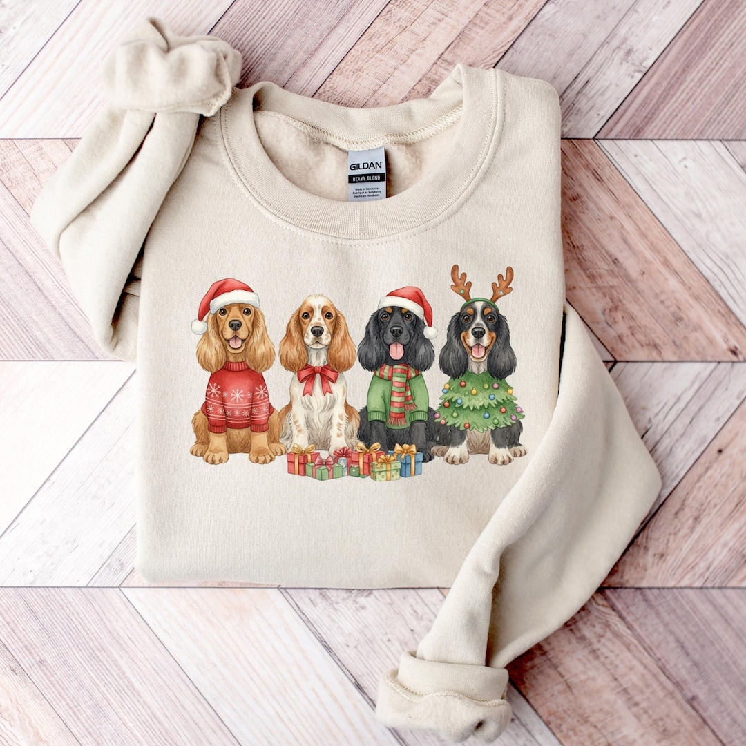 Christmas Cocker Spaniel Sweater, Christmas Dog Sweater, Cocker Spaniel ...