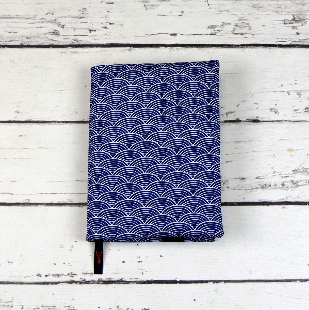 Seigaiha Japanese Waves Book Cover – Waterproof Fabric Book Protector ...