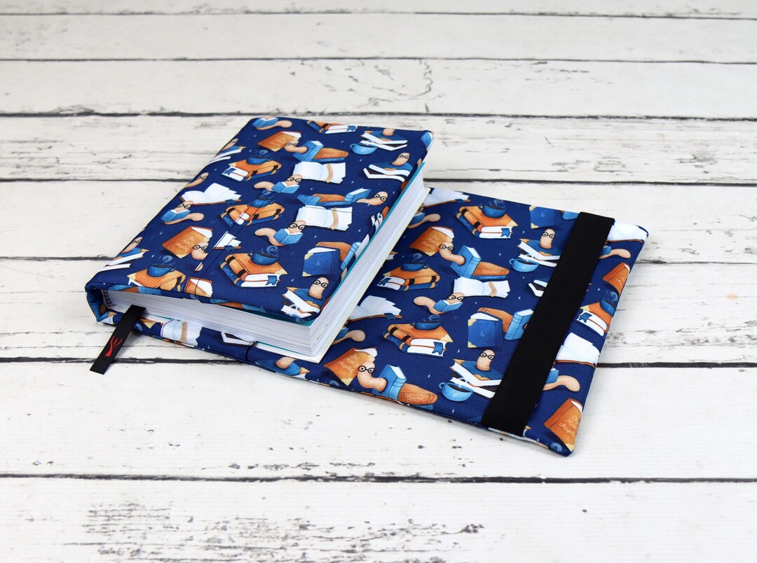Cozy Bookworm Navy Book Cover - B5 / Trade Wrap-around - Etsy