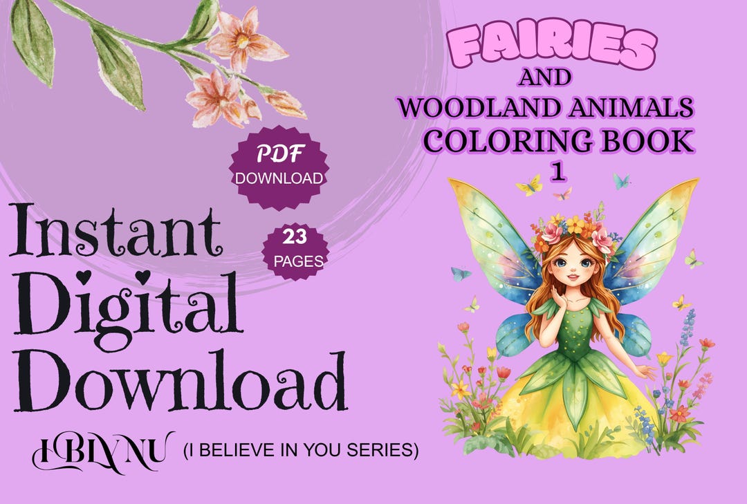 Fairies and Woodland Animals Coloring Book 1 Iblvnu Series - Etsy