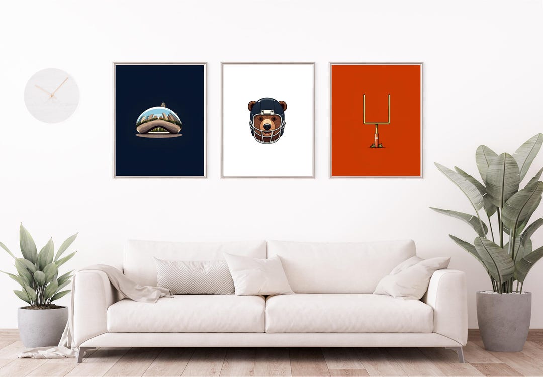 Chicago Bears Prints, Set of 3, NFL Wall Art, Digital Download, Bears ...
