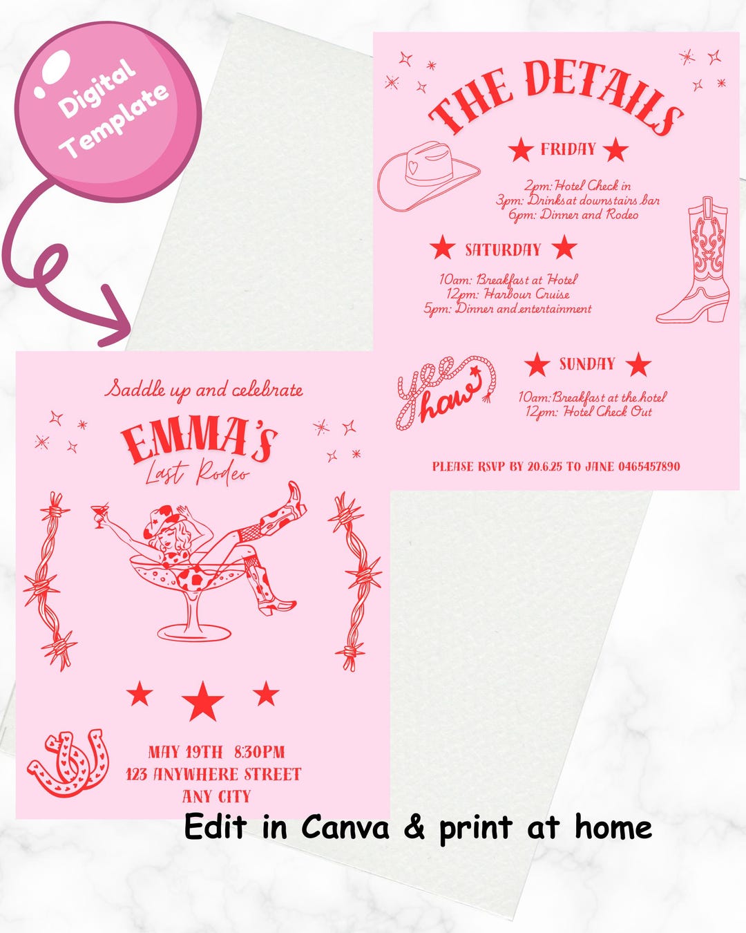 Last Rodeo Hens Digital Template Invitation - Etsy
