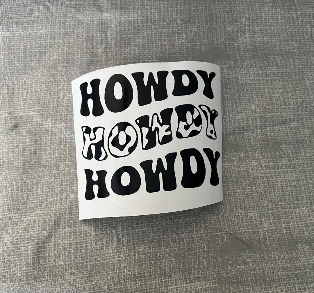 Cow Print howdy Decal - Etsy