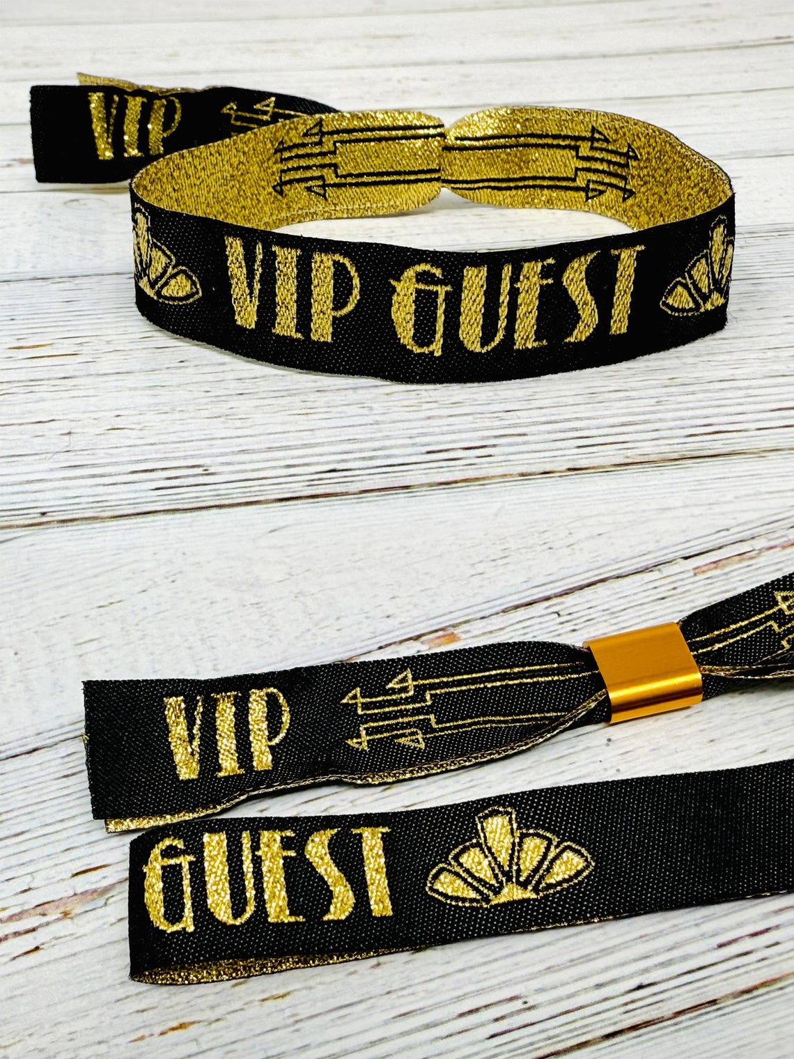 VIP Guest Black & Gold Wristbands - Gatsby - Art Deco - VIP - Security ...