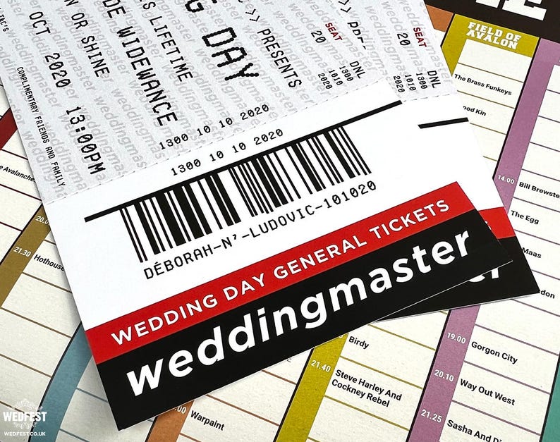 Concert Ticket Wedding Invites (sample Pack) Gig Ticket Wedding Invites ...
