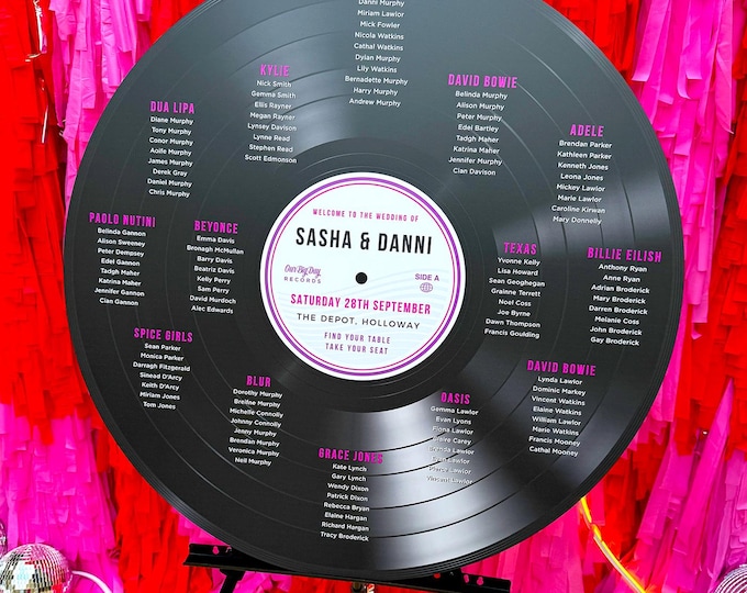 Vinyl Record Wedding Seating Plan - Large Vinyl Wedding Table Plan ...