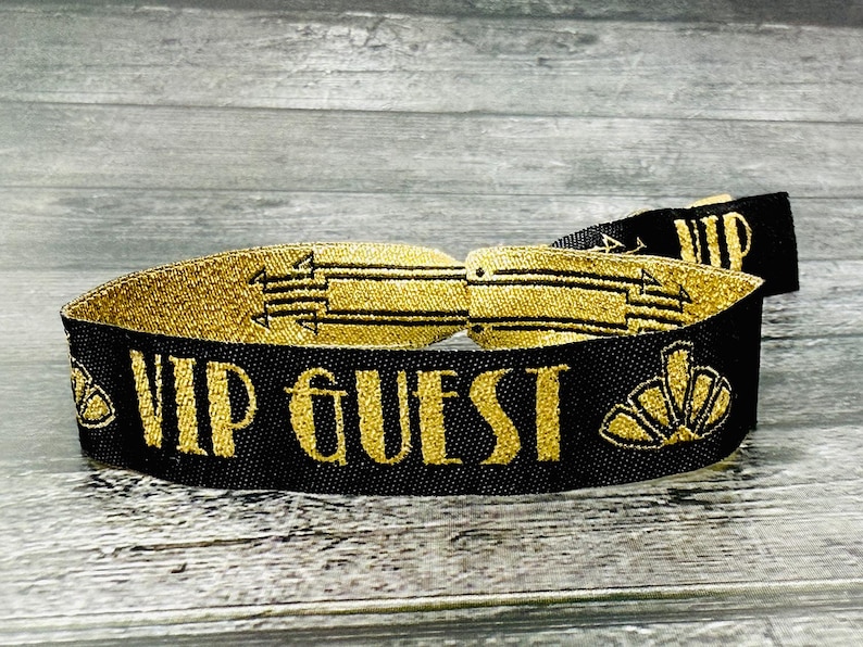 VIP Guest Black & Gold Wristbands - Gatsby - Art Deco - VIP - Security ...