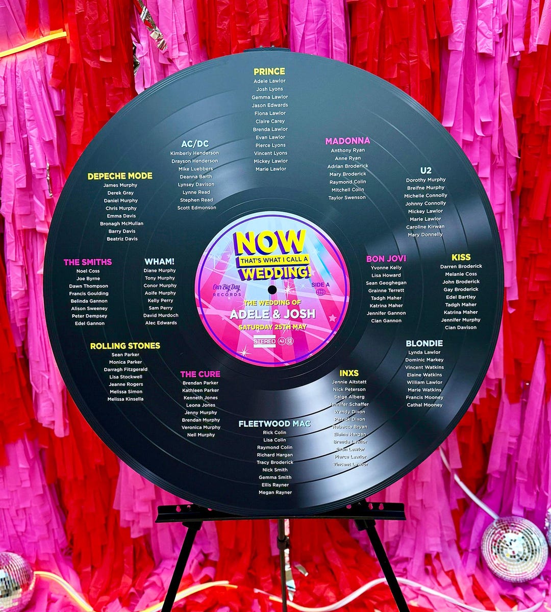 Vinyl Record Wedding Table Plan - Large Vinyl Wedding Seating Chart ...