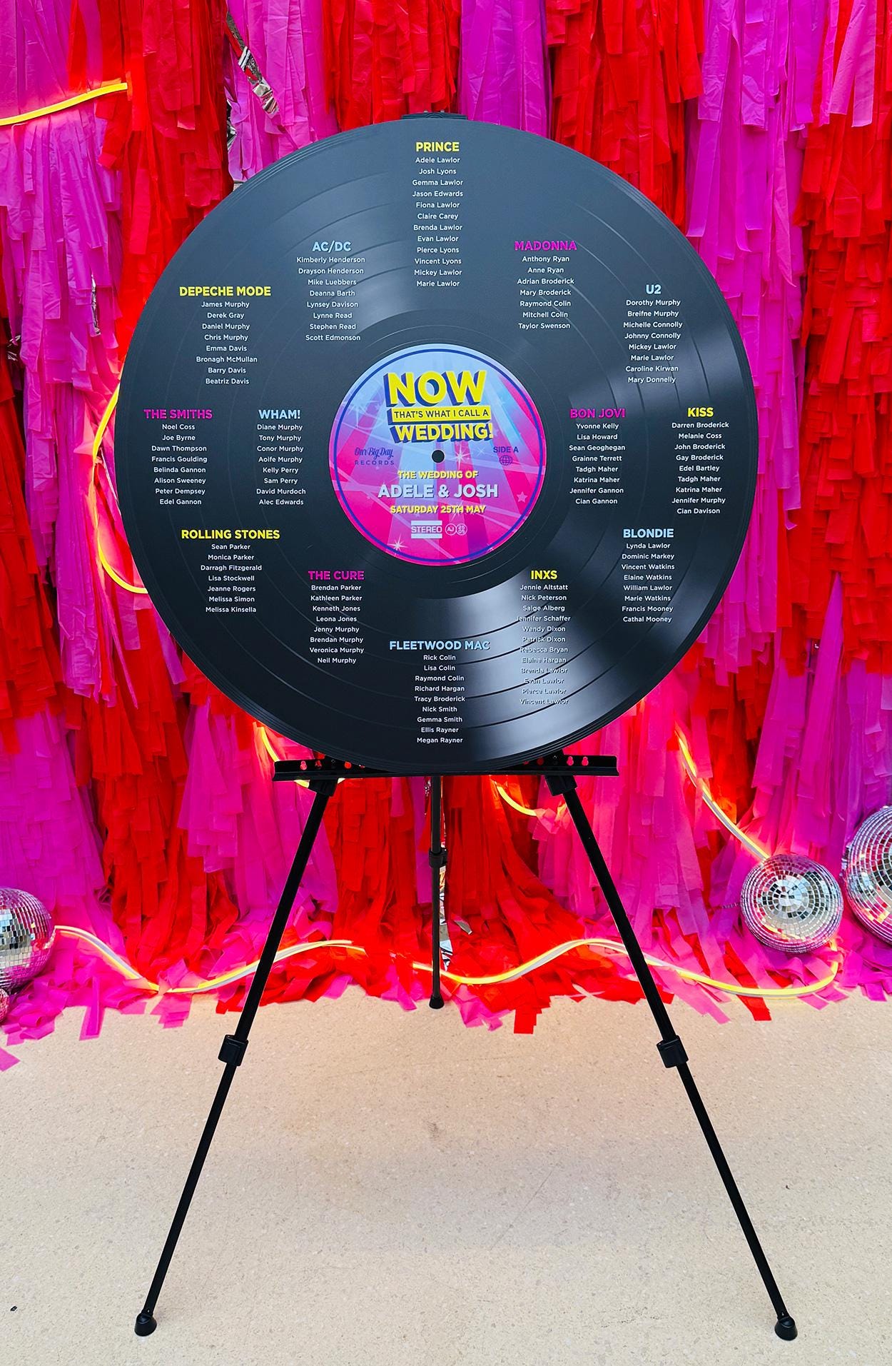 Vinyl Record Wedding Seating Plan - Large Vinyl Wedding Table Plan ...