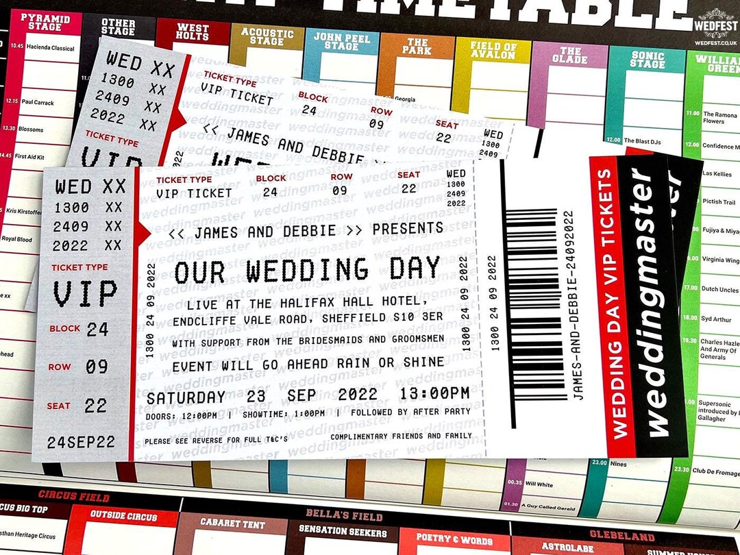 Concert Ticket Wedding Invites (sample Pack) Gig Ticket Wedding Invites ...