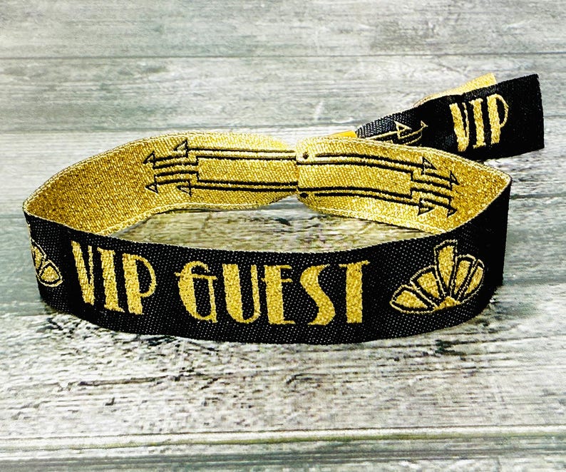 VIP Guest Black & Gold Wristbands - Gatsby - Art Deco - VIP - Security ...
