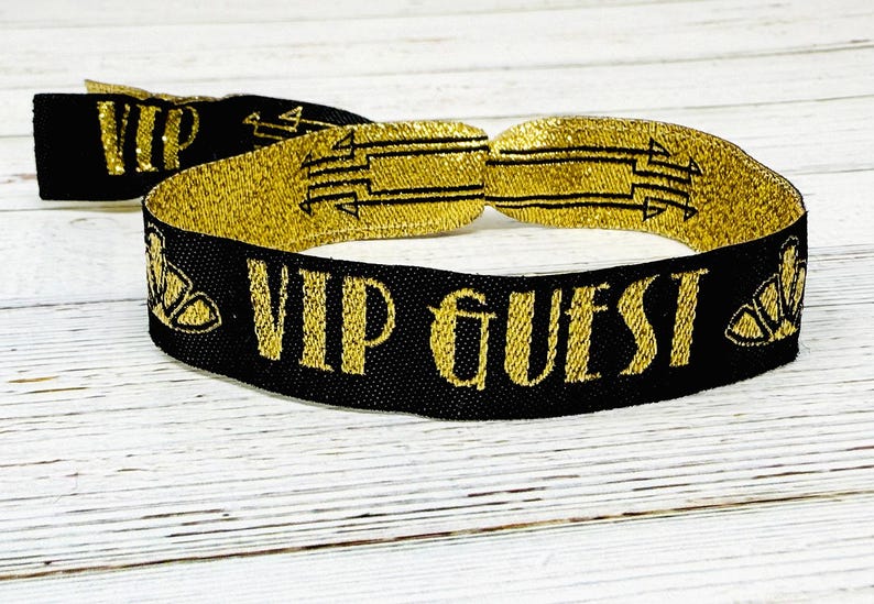 VIP Guest Black & Gold Wristbands - Gatsby - Art Deco - VIP - Security ...