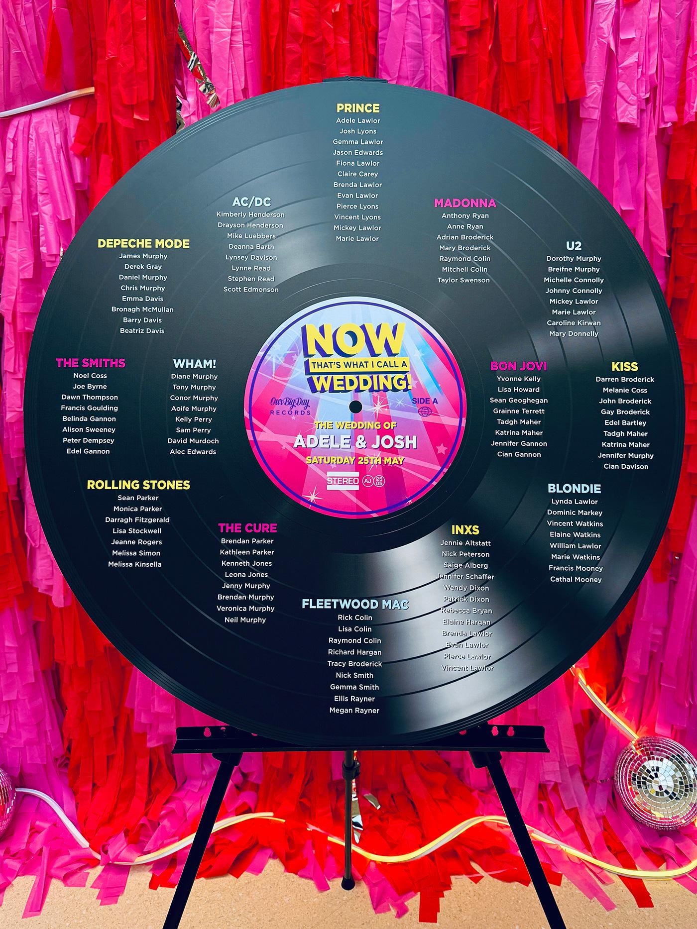 Vinyl Record Wedding Seating Plan - Large Vinyl Wedding Table Plan ...