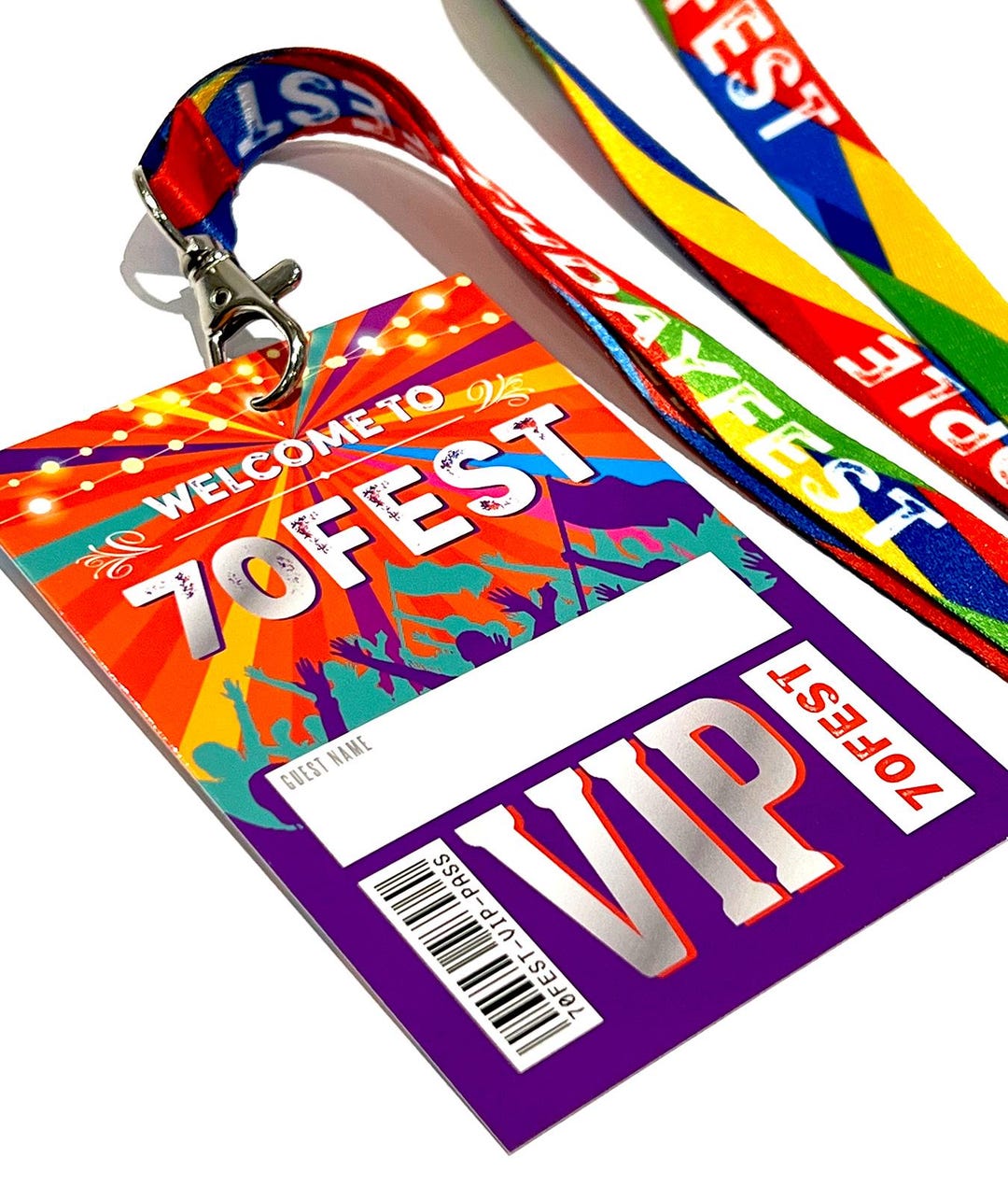 70FEST 70th Birthday Party Festival Lanyards - VIP Pass Favours - 70th ...