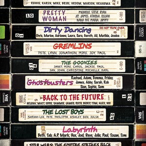VHS Video Tape Movies Wedding Table Plan - Retro Wedding Table Plan ...