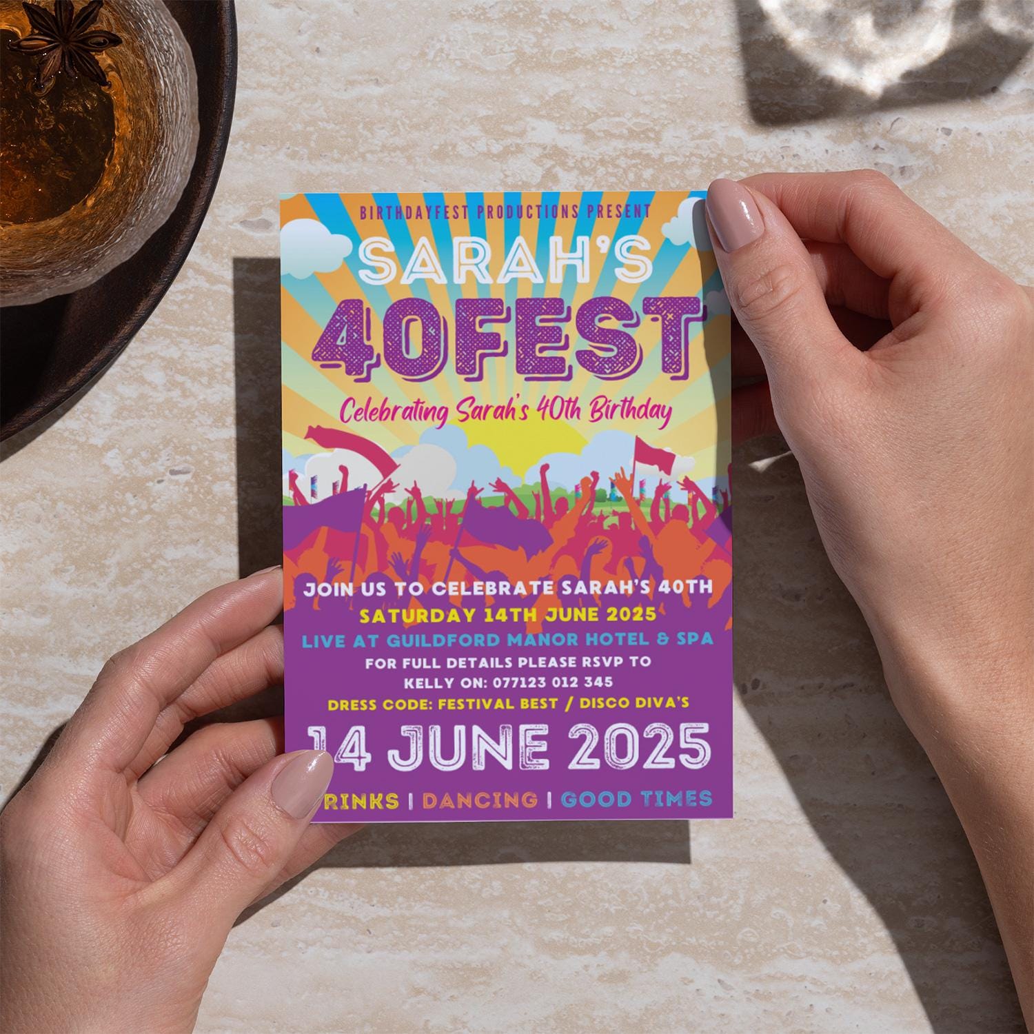 Editable 40FEST ® 40th Birthday Party Invite | Festival Birthday Party ...
