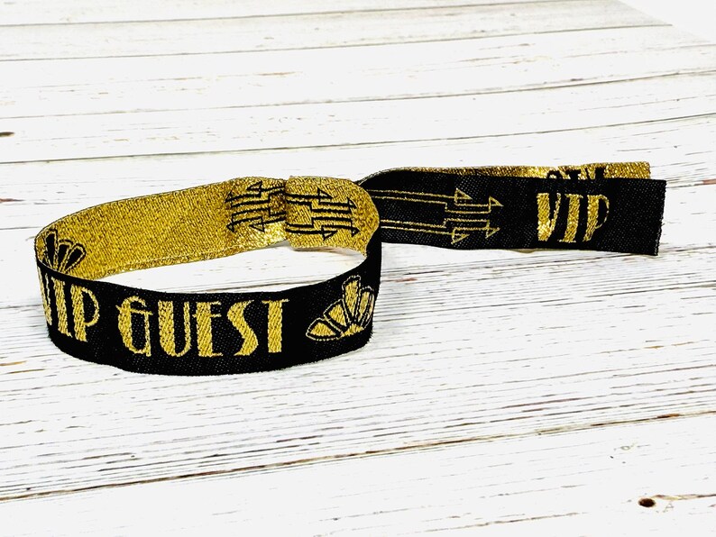 VIP Guest Black & Gold Wristbands - Gatsby - Art Deco - VIP - Security ...