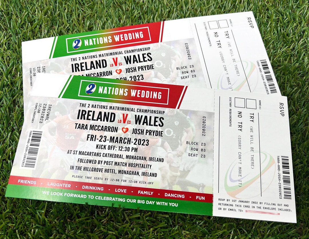 Rugby Ticket Wedding Invitations (sample Pack) Rugby Sport Wedding ...