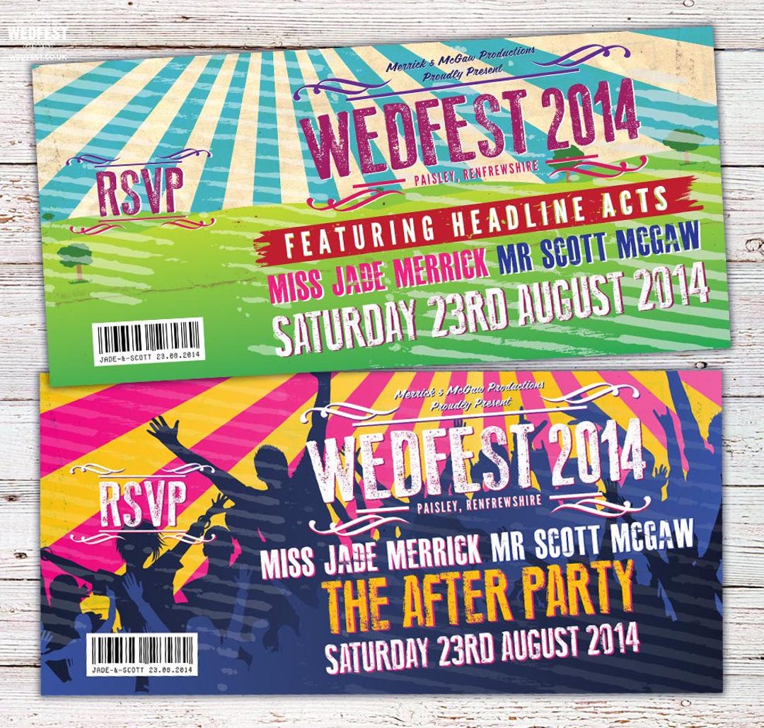 Wedfest Wedding Invites (samples) | Music Festival Wedding | Rock N ...