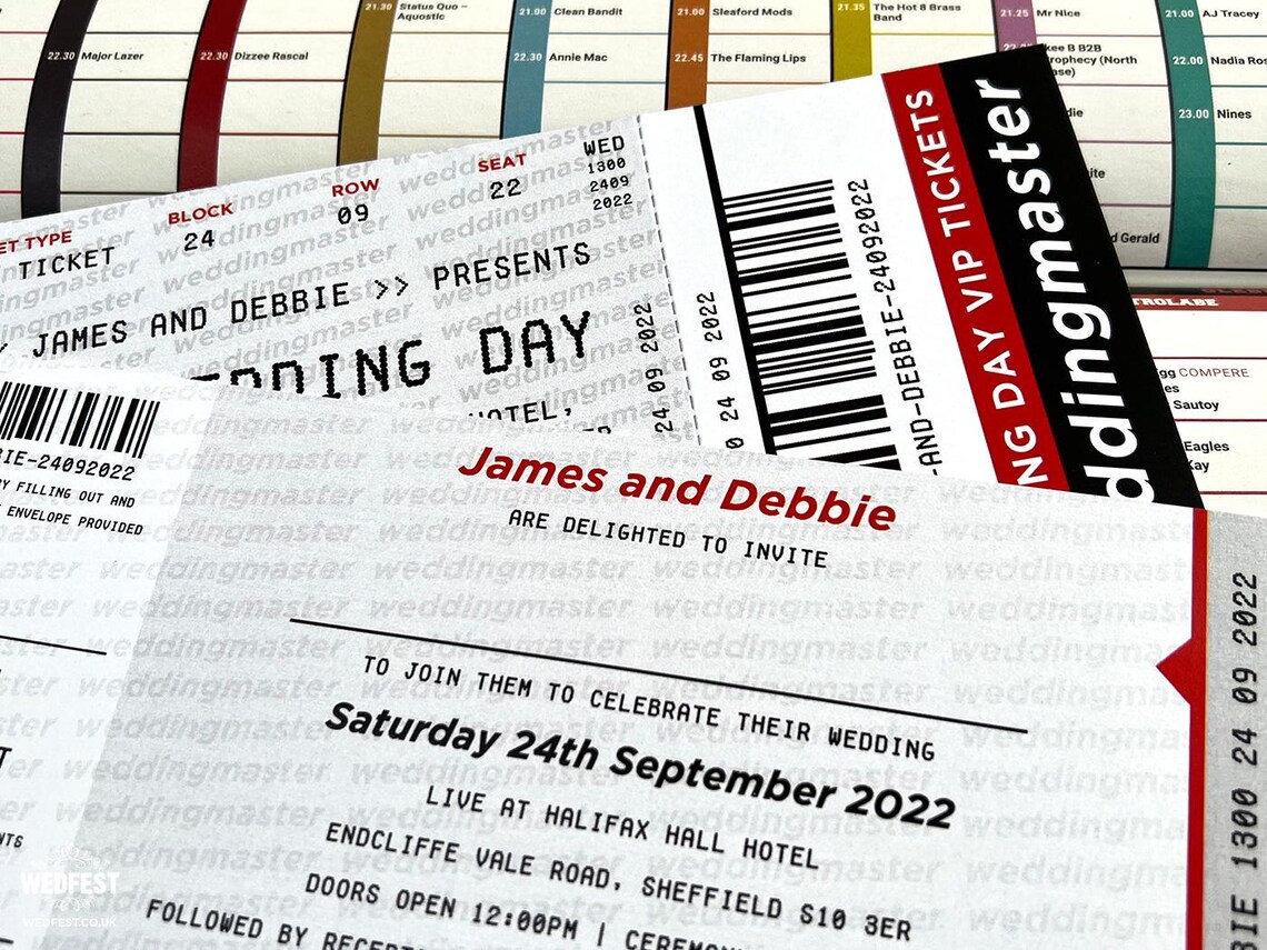 Concert Ticket Wedding Invites (sample Pack) Gig Ticket Wedding Invites ...