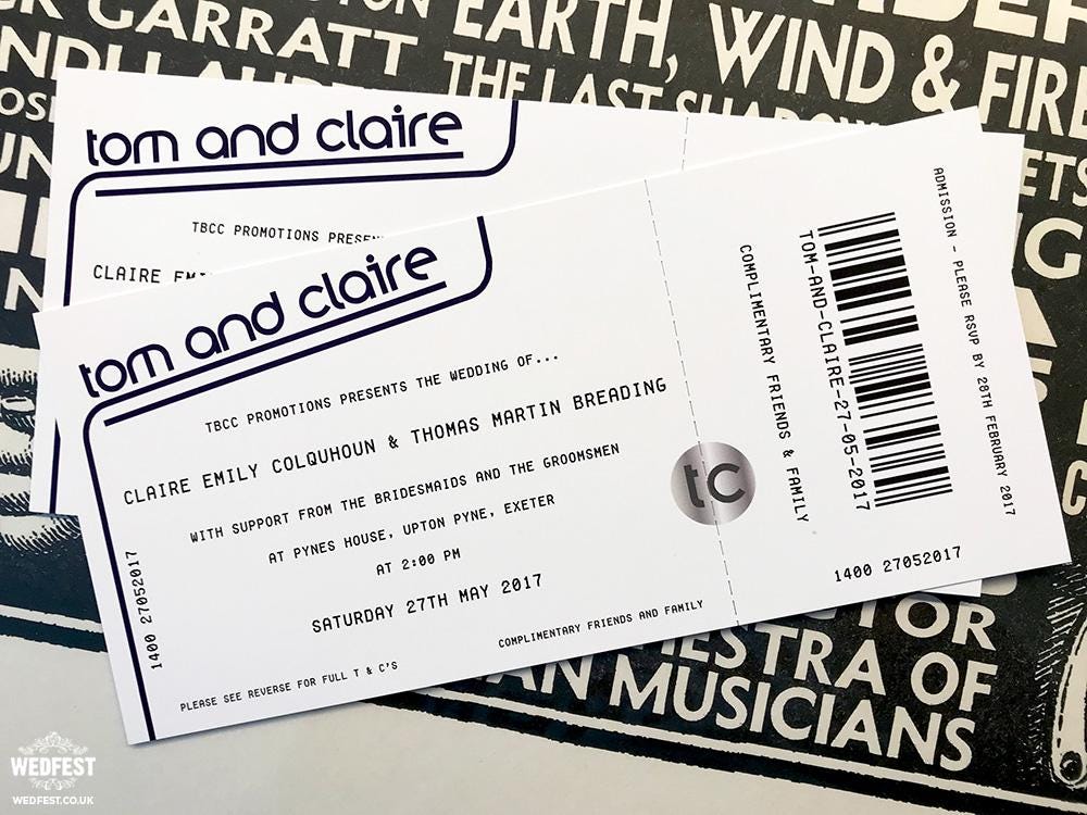 Concert Ticket Wedding Invites (sample Pack) Gig Ticket Wedding Invites ...