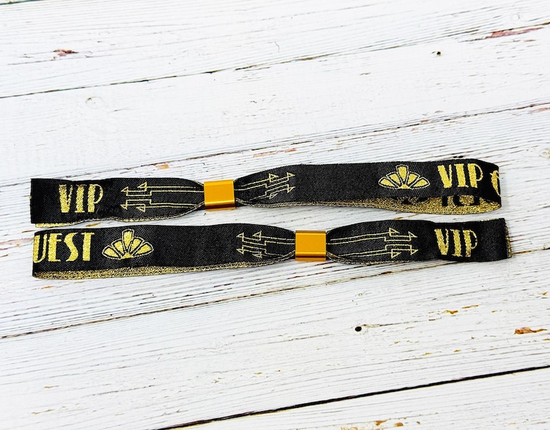 VIP Guest Black & Gold Wristbands - Gatsby - Art Deco - VIP - Security ...