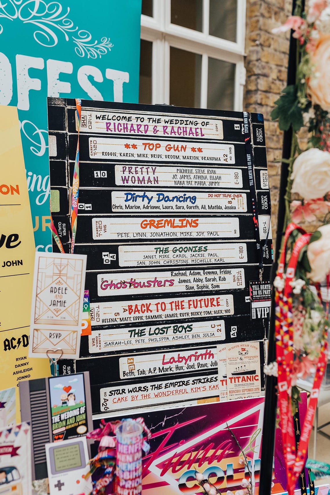 VHS 80's Movies Retro Wedding Table Plan - Retro Wedding Table Plan ...