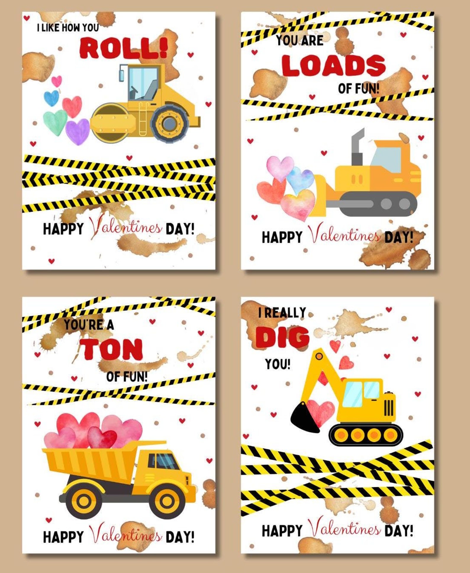 Valentines Day Construction Card Bundle - Etsy