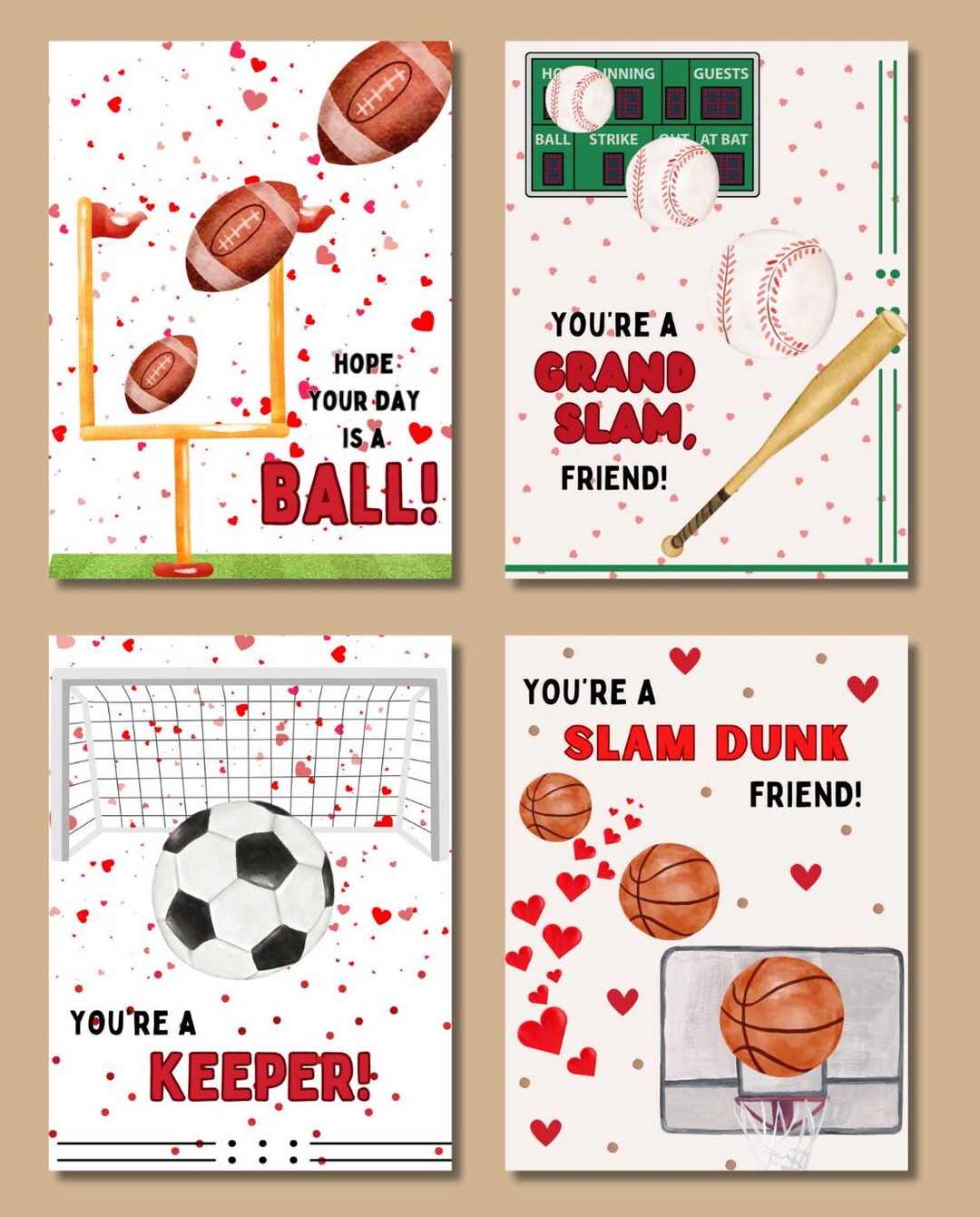 Valentines Day Card Sports Bundle - Etsy