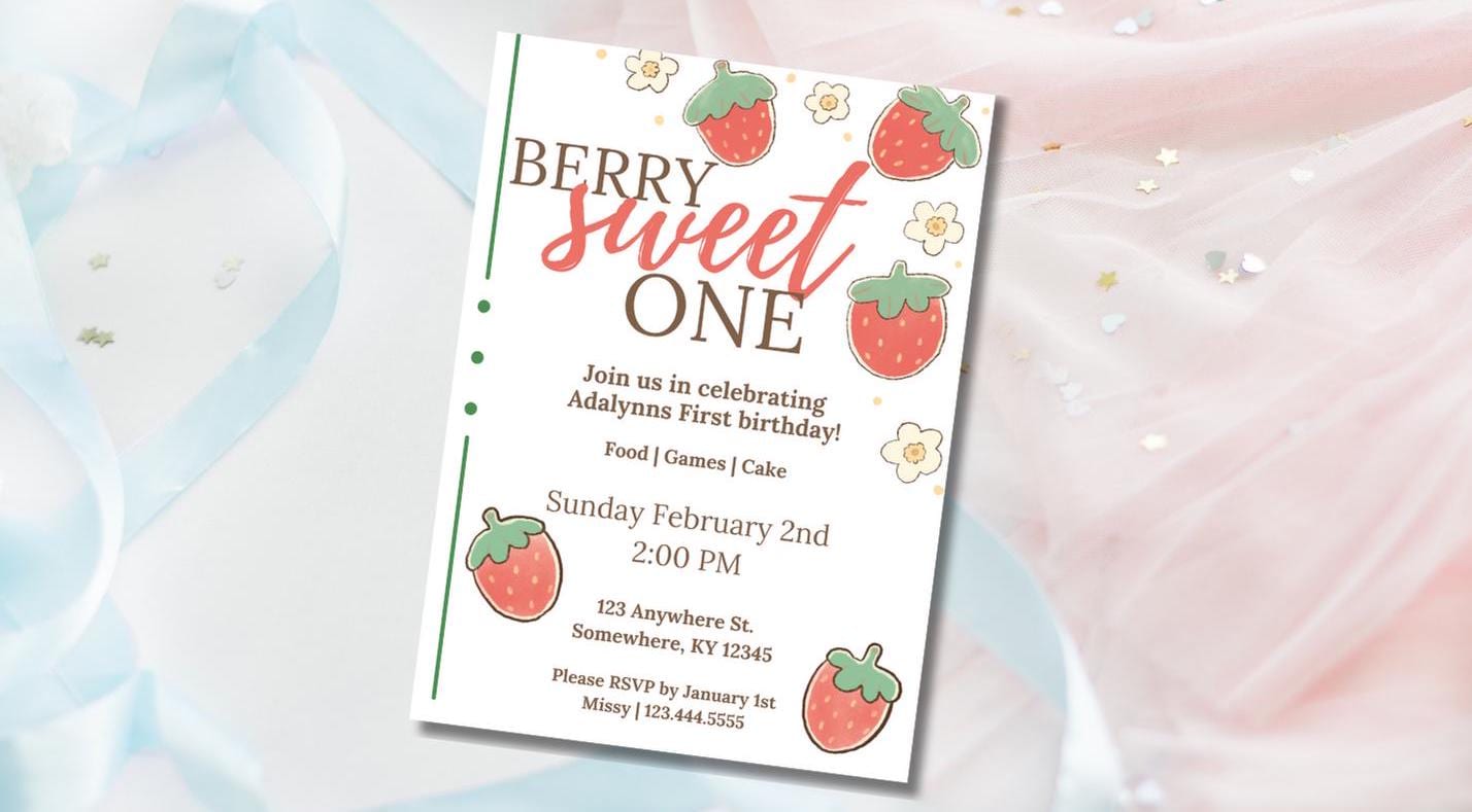A Berry Sweet Birthday Invitation! - Etsy