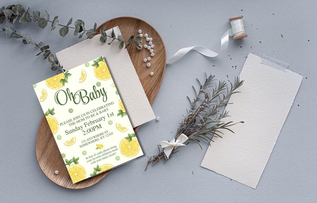 Lemon Theme Baby Shower Invitation - Etsy
