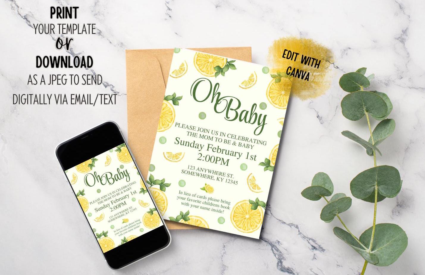 Lemon Theme Baby Shower Invitation - Etsy