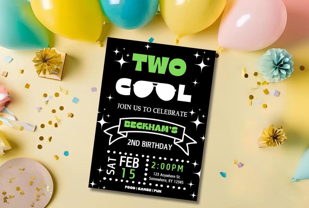 TWO Cool Birthday Invitation! - Etsy