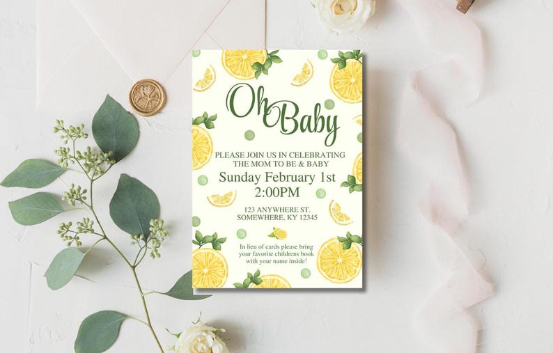 Lemon Theme Baby Shower Invitation - Etsy