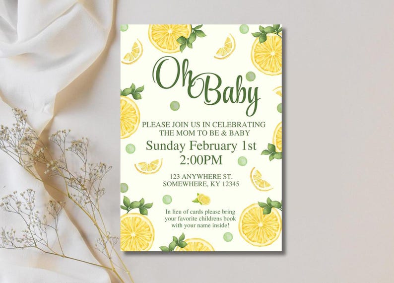 Lemon Theme Baby Shower Invitation - Etsy